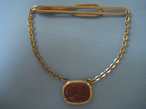 Vintage Swank Gold Stone Tie Chain | Etsy