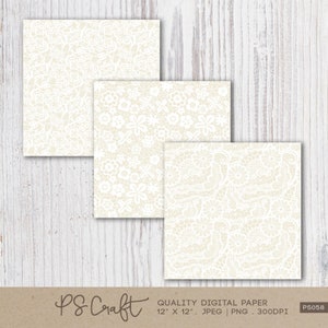 SEAMLESS White Lace Digital Papers, Transparent Lace Overlay, Floral ...