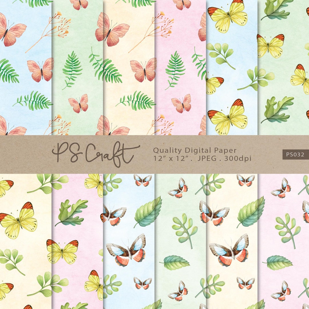 Watercolor Butterfly Digital Papers, SEAMLESS Butterflies Digital Paper ...