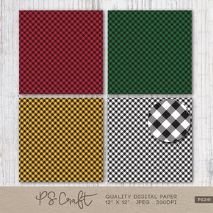 SEAMLESS Buffalo Plaid Digital Paper, Gingham Tartan Plaid Background ...