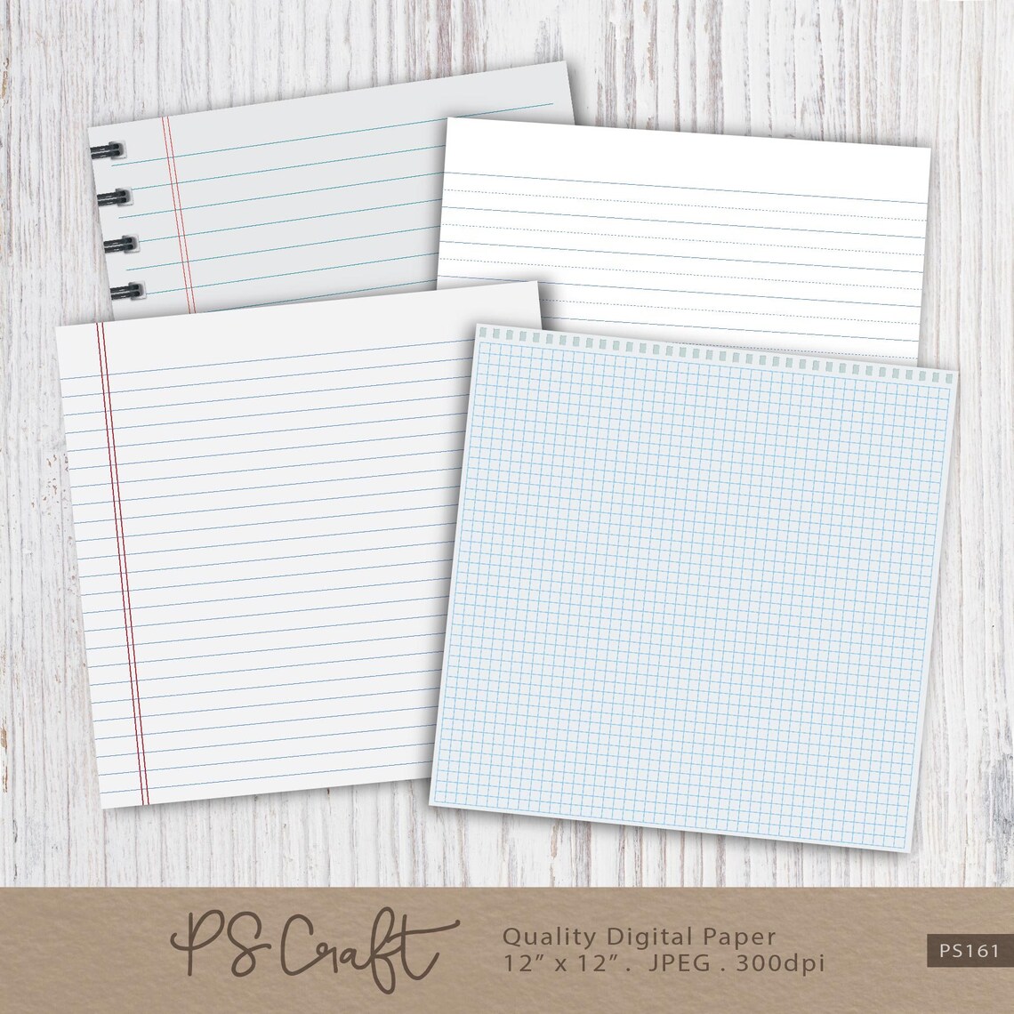 Notebook Digital Papers Back to School Digital Paper - Etsy