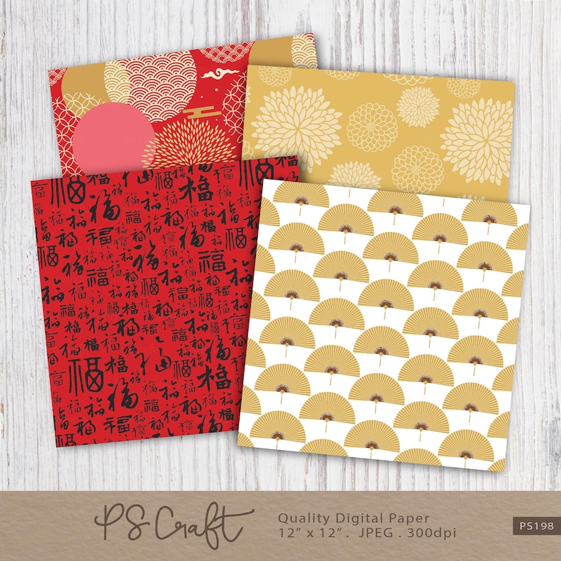 Chinese New Year Digital Paper Lunar New Year Digital Paper - Etsy