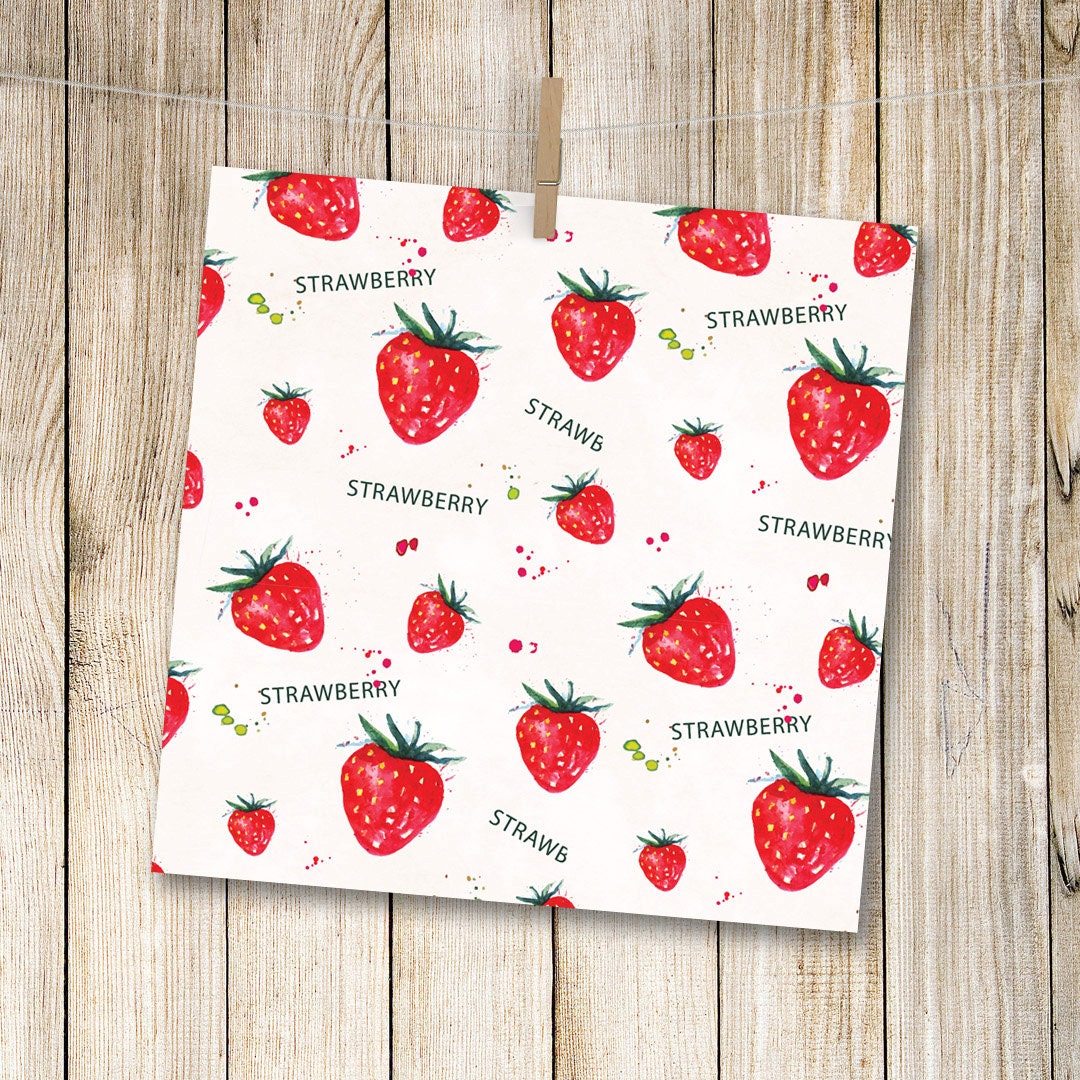 Watercolor Strawberry Digital Papers Strawberry Digital | Etsy
