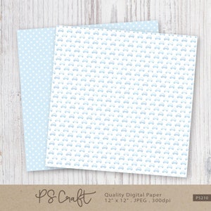 Soft Blue Baby Boy Digital Papers, SEAMLESS Baby Shower Digital Paper ...