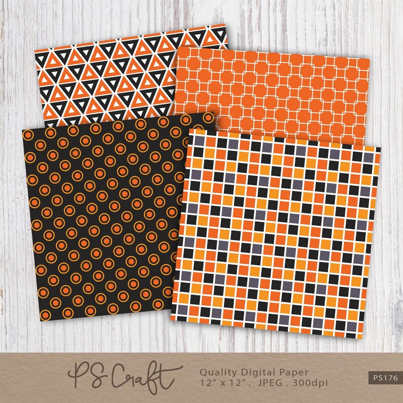 Halloween Geometric Digital Paper, SEAMLESS Halloween Digital Paper ...
