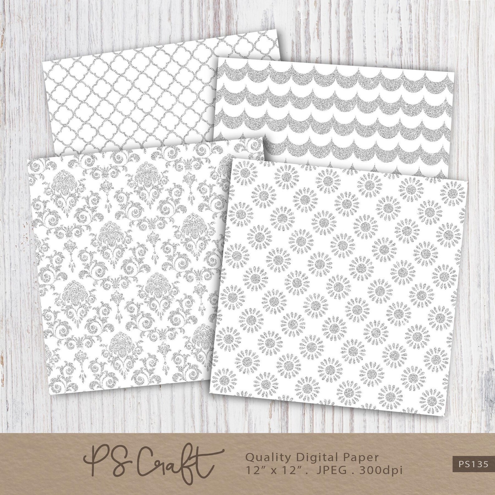 Silver Glitter Digital Papers Seamless Silver Glitter - Etsy