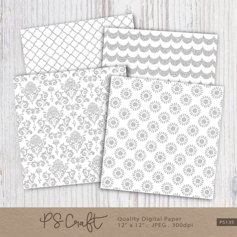 Silver Glitter Digital Papers Seamless Silver Glitter - Etsy