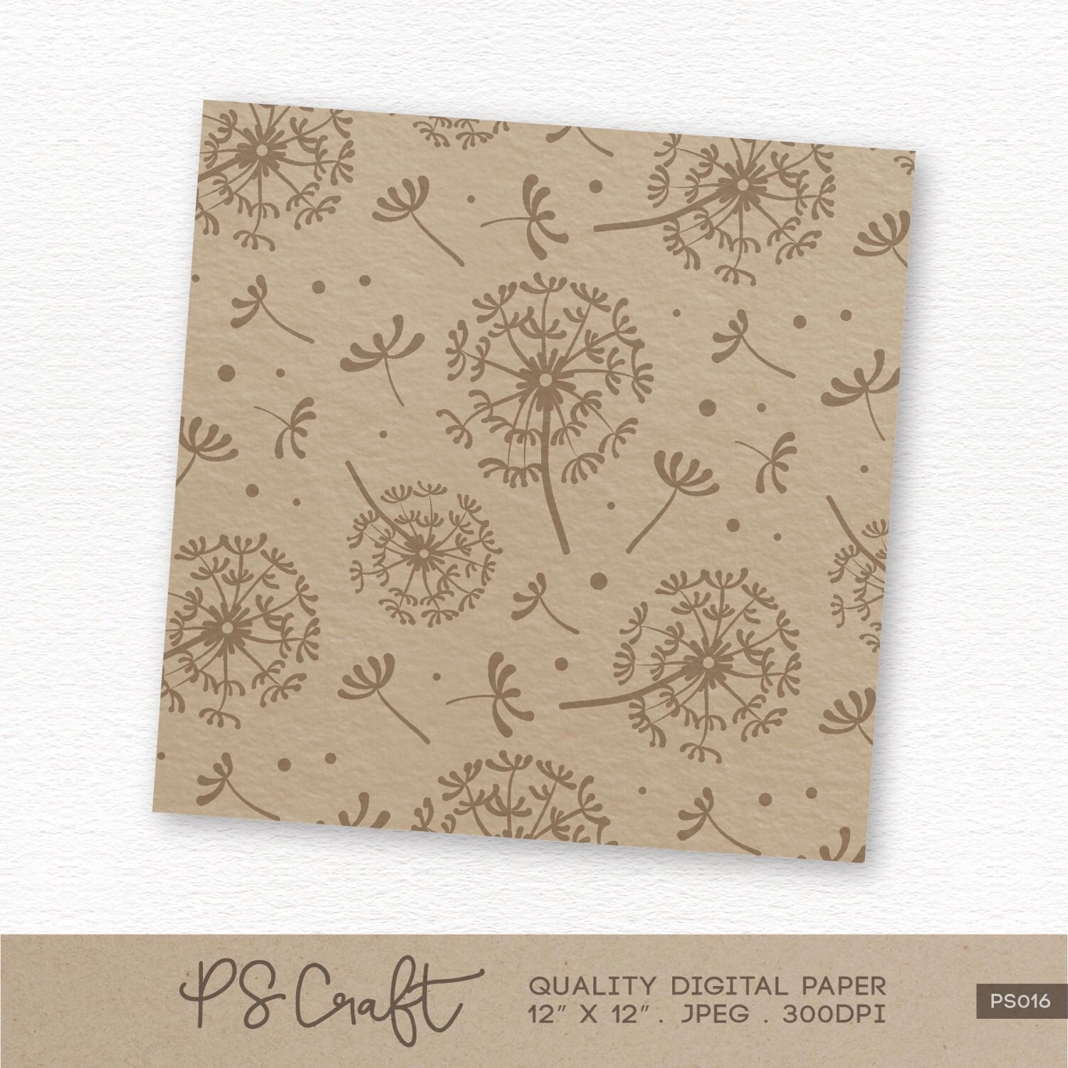 Dandelion Digital Papers Craft Paper Digital Paper Flower | Etsy