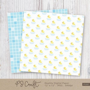 Rubber Duck Digital Paper, SEAMLESS Yellow and Blue Digital Papers With ...