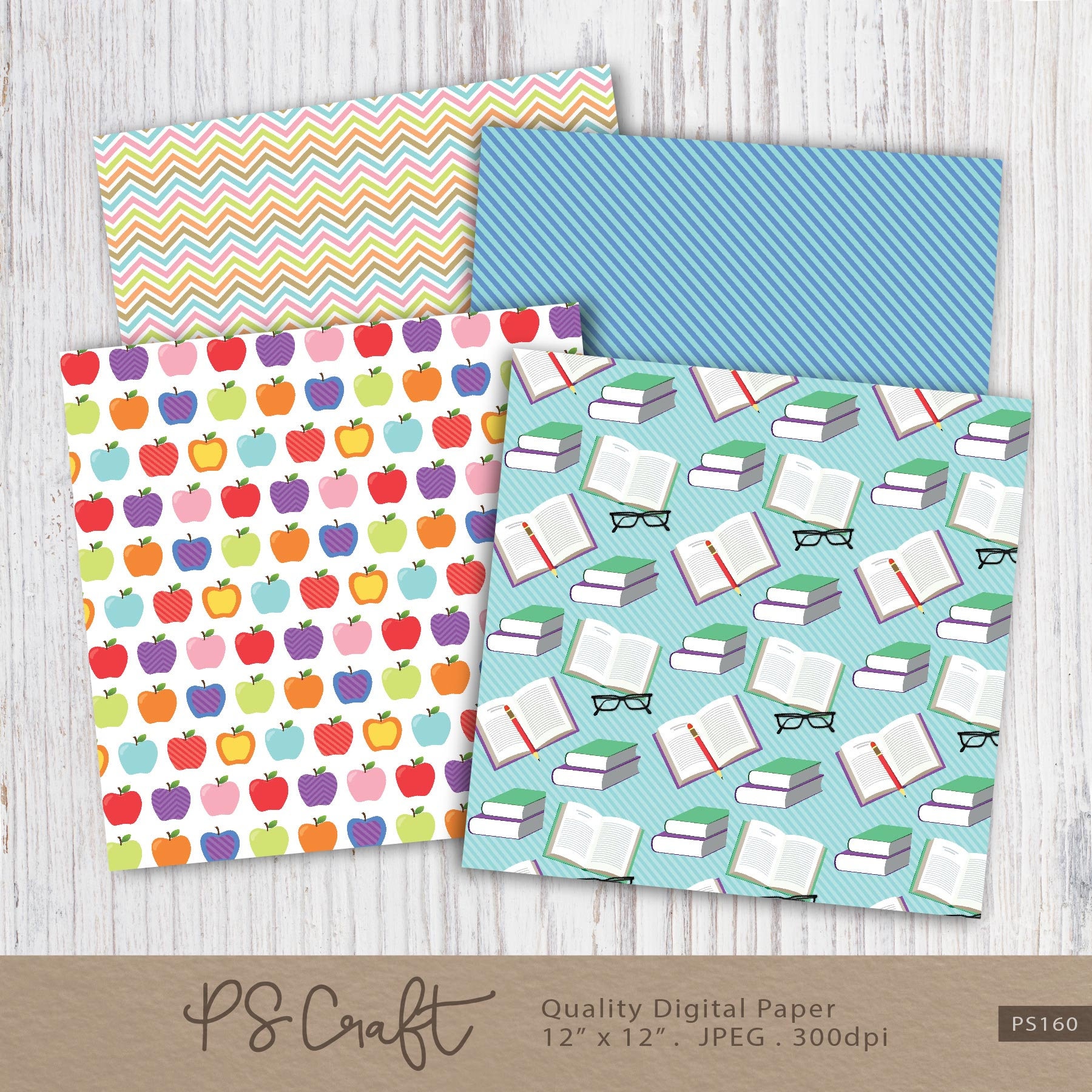 Teachers Digital Papers, SEAMLESS Back to School Background, Book ...