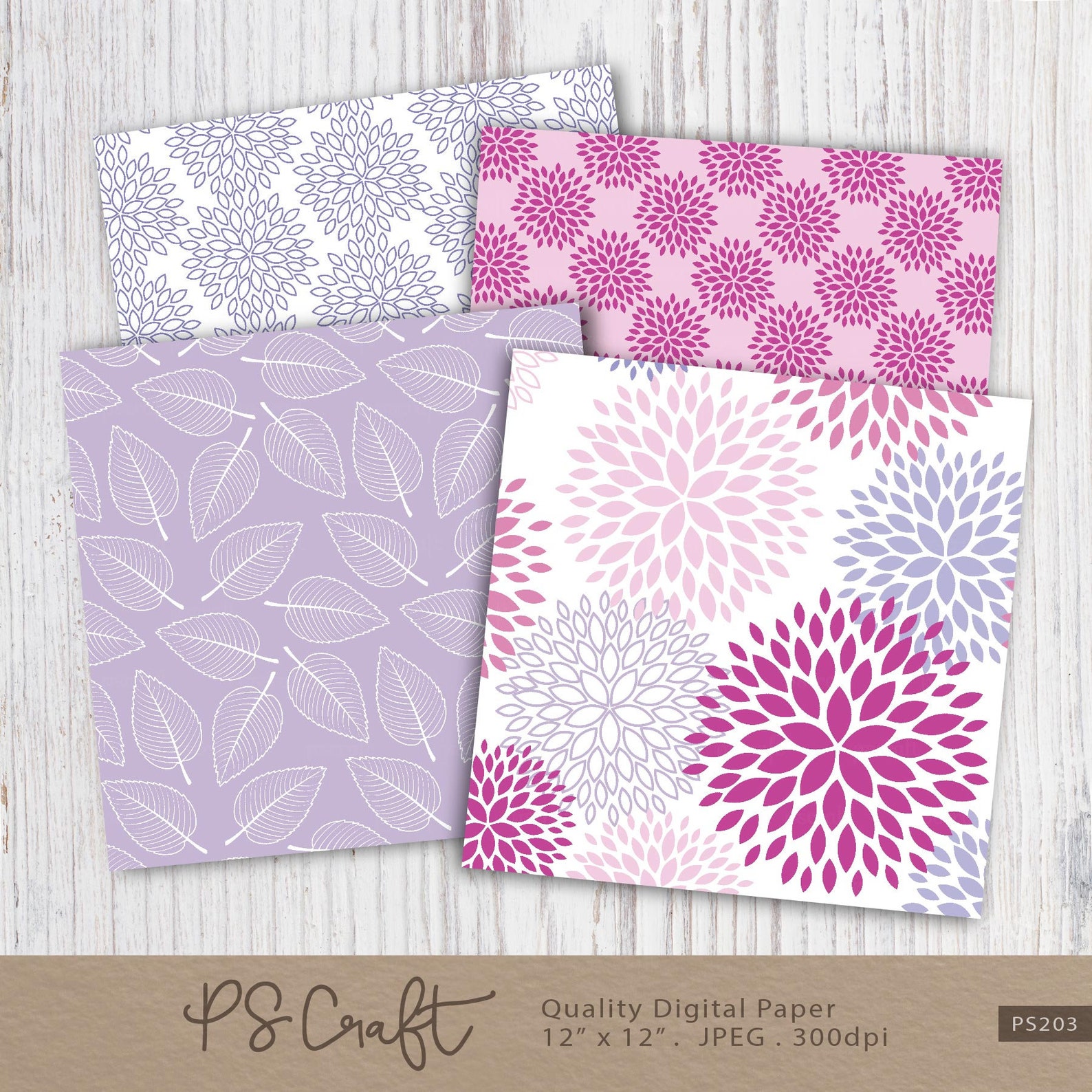 Dahlia Digital Paper Seamless Dahlia Papers Purple Floral - Etsy