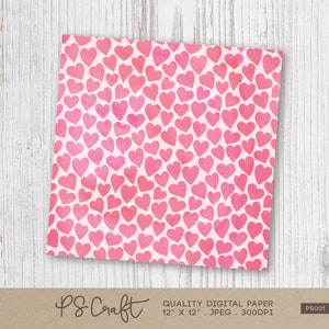 Hearts Watercolor Digital Paper, SEAMLESS Valentines Day Pattern ...