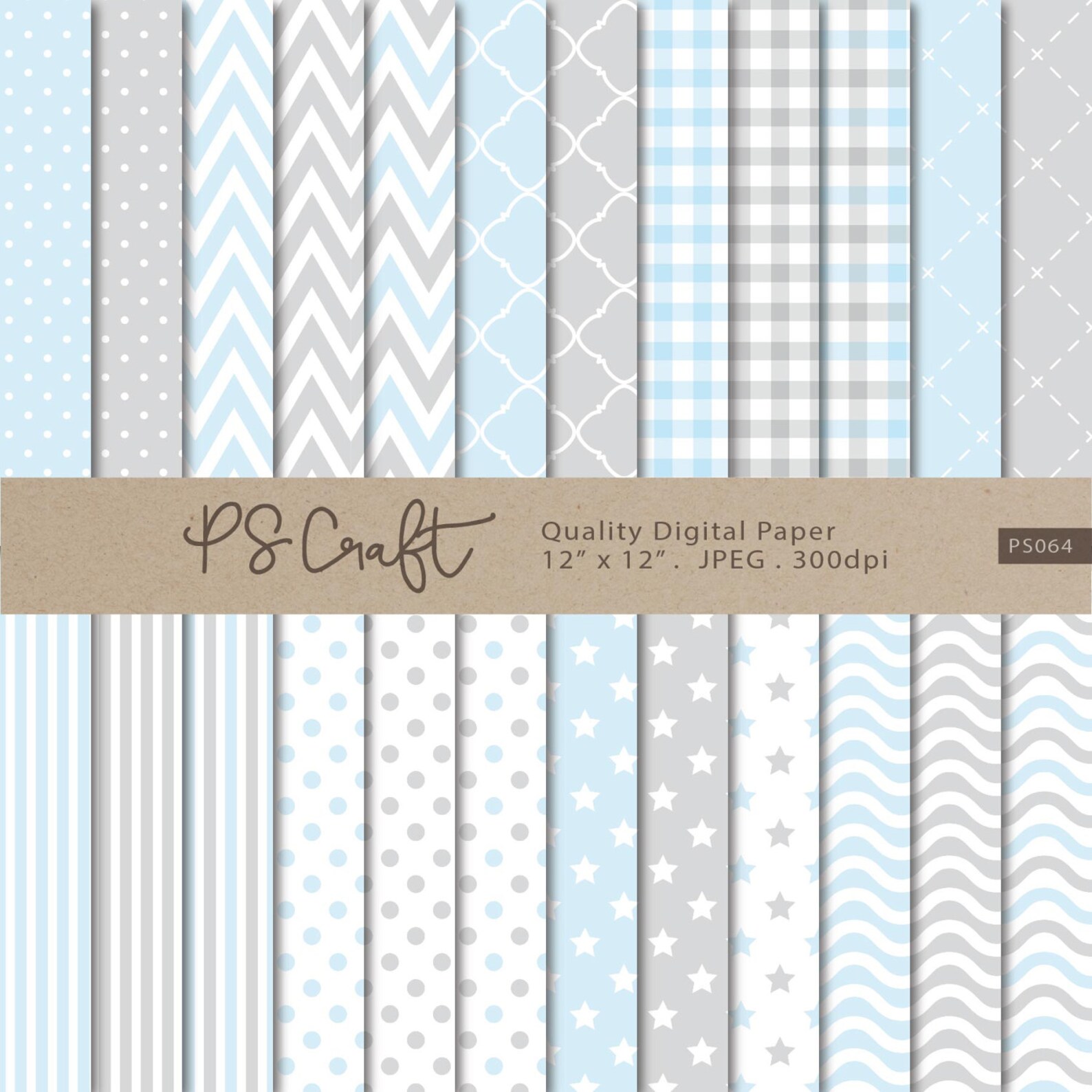 Baby Blue Digital Papers, Baby Shower Digital Paper, Blue Patterns ...