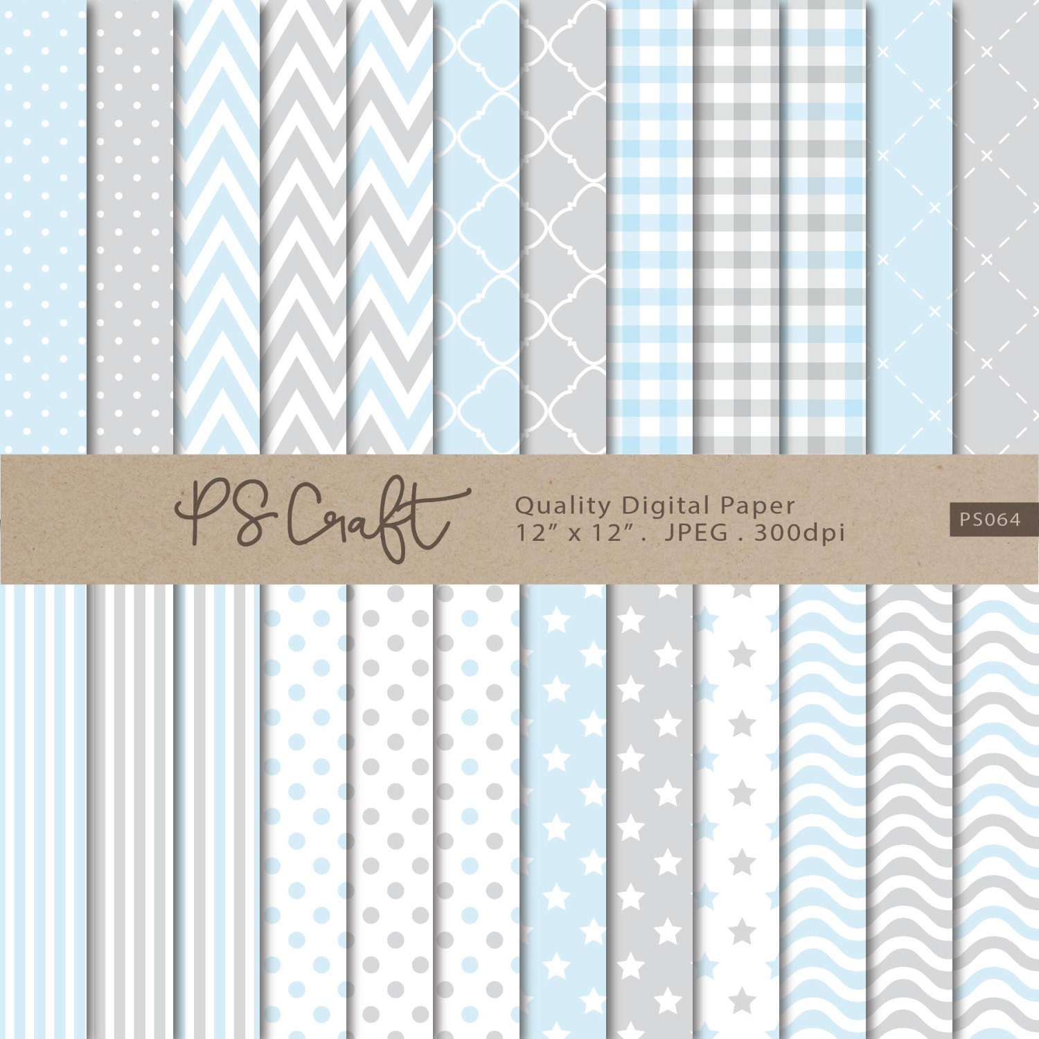 Baby Blue Digital Papers, Baby Shower Digital Paper, Blue Patterns ...