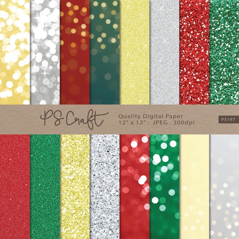 Christmas Sparkles Glitter and Bokeh Digital Papers - Etsy