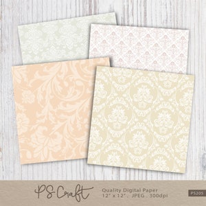 Elegant Damask Digital Papers, SEAMLESS Damask Papers, Wedding Seamless ...