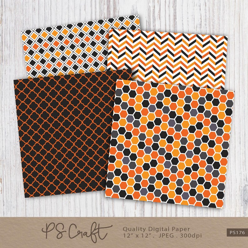 Halloween Geometric Digital Paper, SEAMLESS Halloween Digital Paper ...