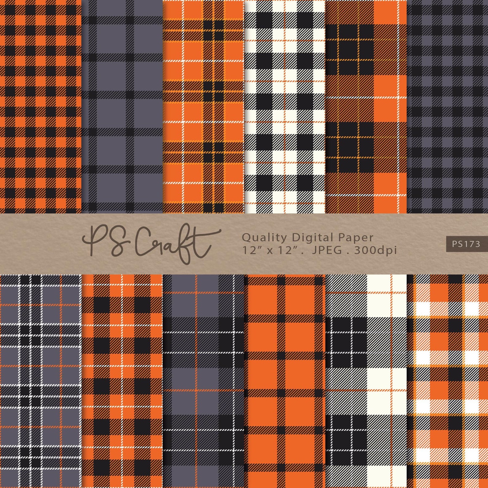 Halloween Plaid Digital Paper, Seamless Tartan (digital Download) - Etsy