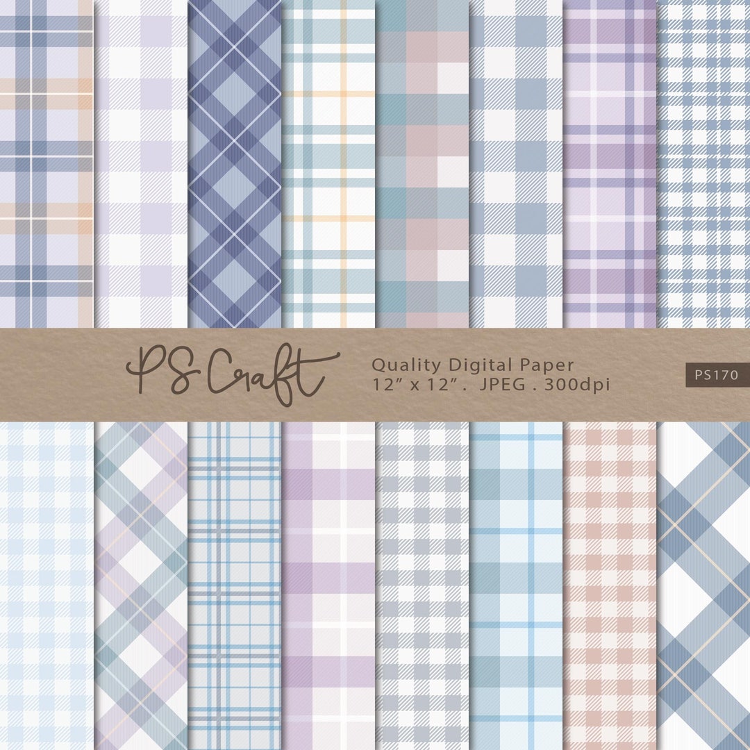 Winter Plaid Digital Paper, SEAMLESS Winter Background, Blue Plaid ...