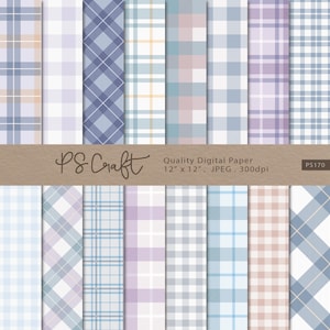 Winter Plaid Digital Paper, SEAMLESS Winter Background, Blue Plaid ...