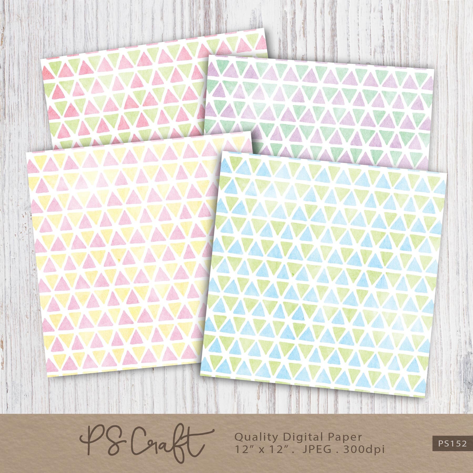 Watercolor Triangle Digital Papers Triangle Background in Two - Etsy