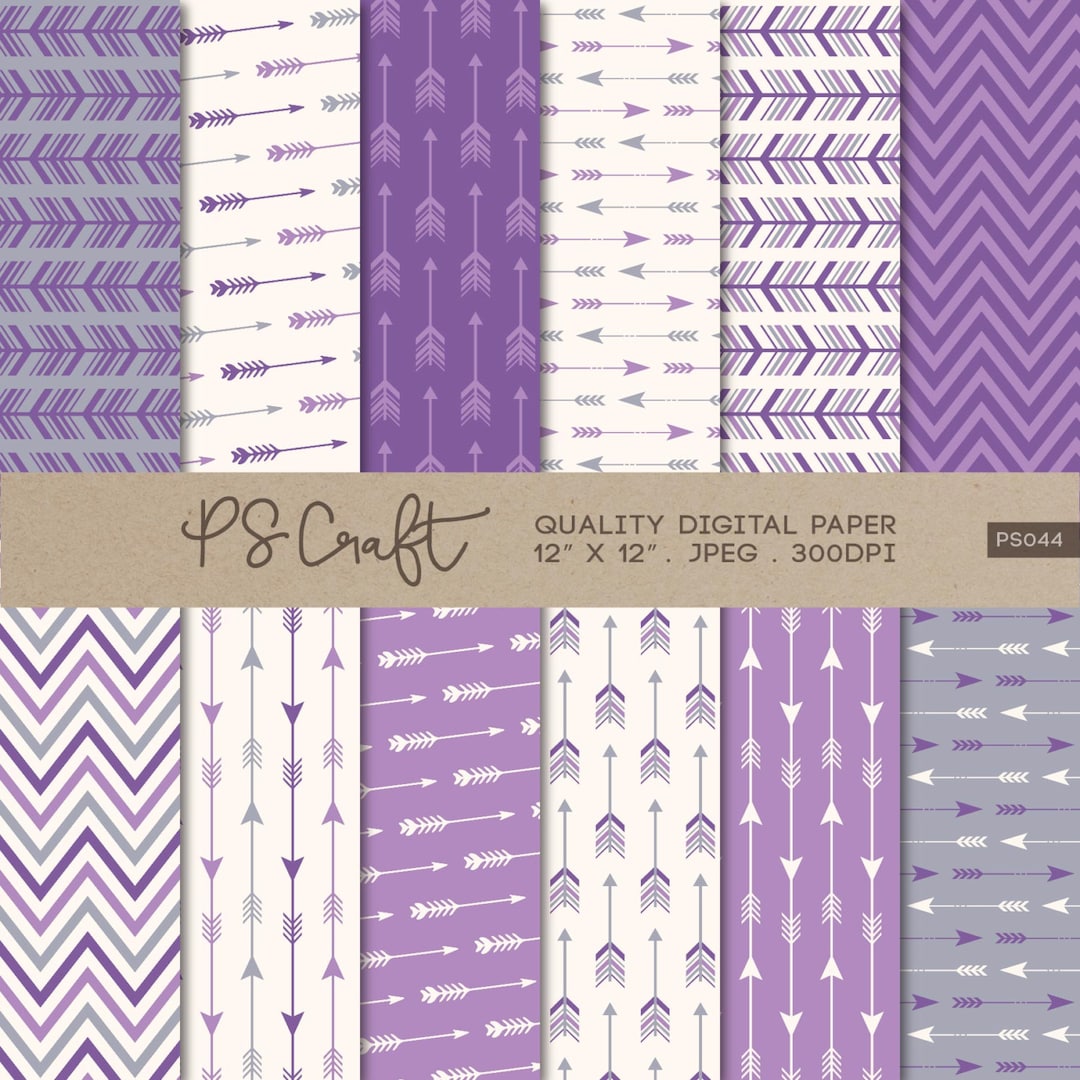 Purple Arrows Digital Papers, Geometric Digital Paper, Tribal Arrows ...