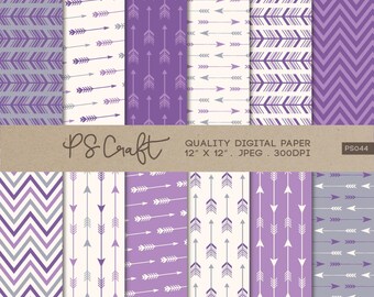 Digital Paper Pack INSTANT DOWNLOAD Scrapbooking Papers Purple Gray ...