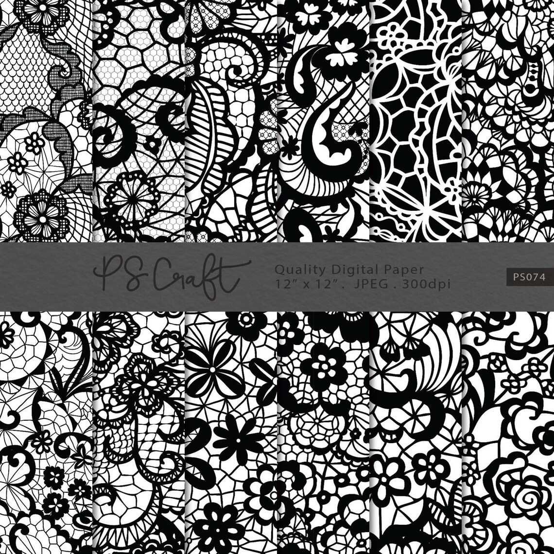 Black Lace Digital Papers SEAMLESS Digital Lace Papers Black - Etsy