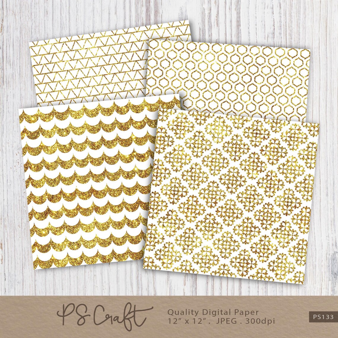 Gold Glitter Digital Papers Seamless Gold Glitter Background - Etsy