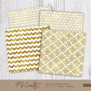 Gold Glitter Digital Papers, Seamless Gold Glitter Background, Golden ...