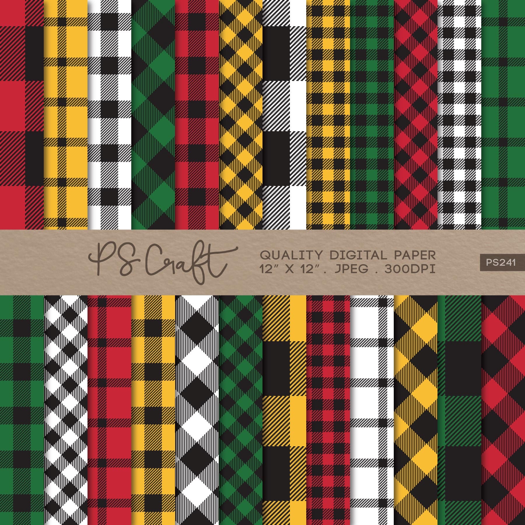 SEAMLESS Buffalo Plaid Digital Paper, Gingham Tartan Plaid Background ...