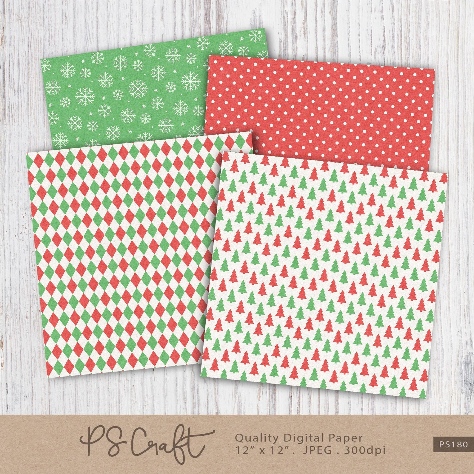 Christmas Digital Papers SEAMLESS Textured Holiday | Etsy