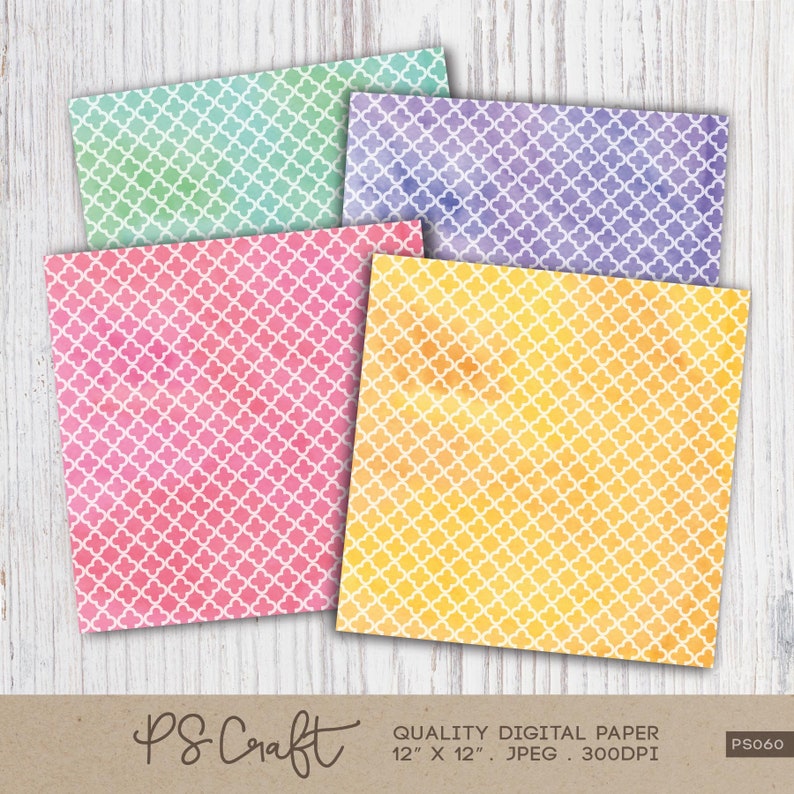 SEAMLESS Quatrefoil Watercolor Digital Papers Moroccan - Etsy