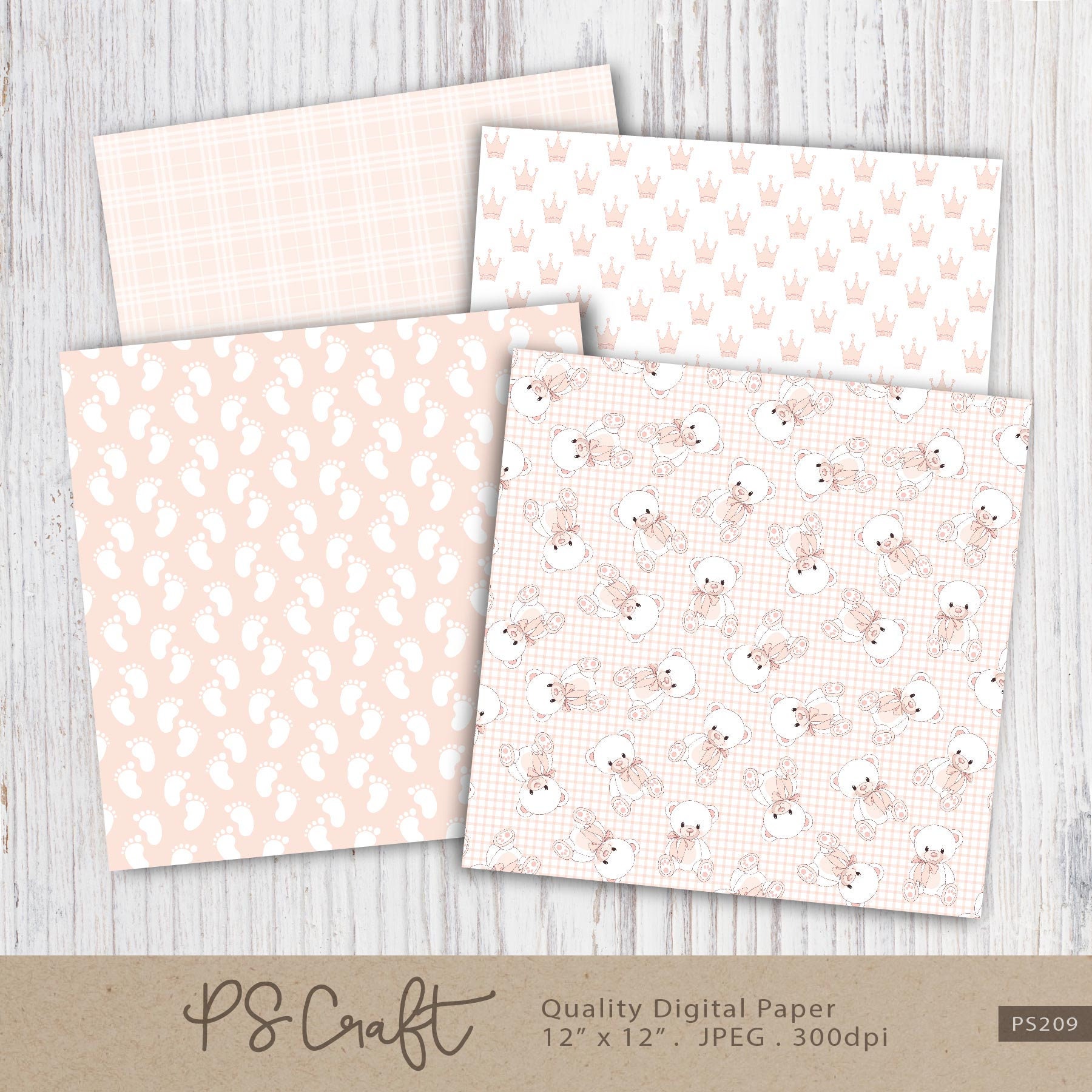 Soft Pink Baby Girl Digital Papers SEAMLESS Baby Shower | Etsy