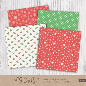 Christmas Digital Papers, SEAMLESS Textured Holiday Backgrounds, Kraft ...