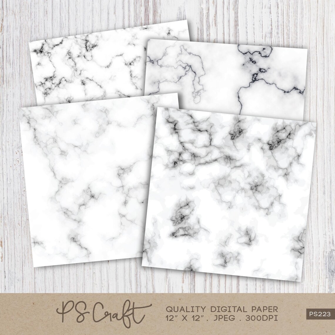 White Mable Digital Paper, Black and White Mable Background, Mable ...