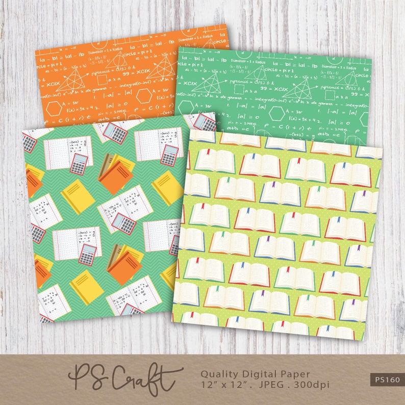 Teachers Digital Papers, SEAMLESS Back to School Background, Book ...