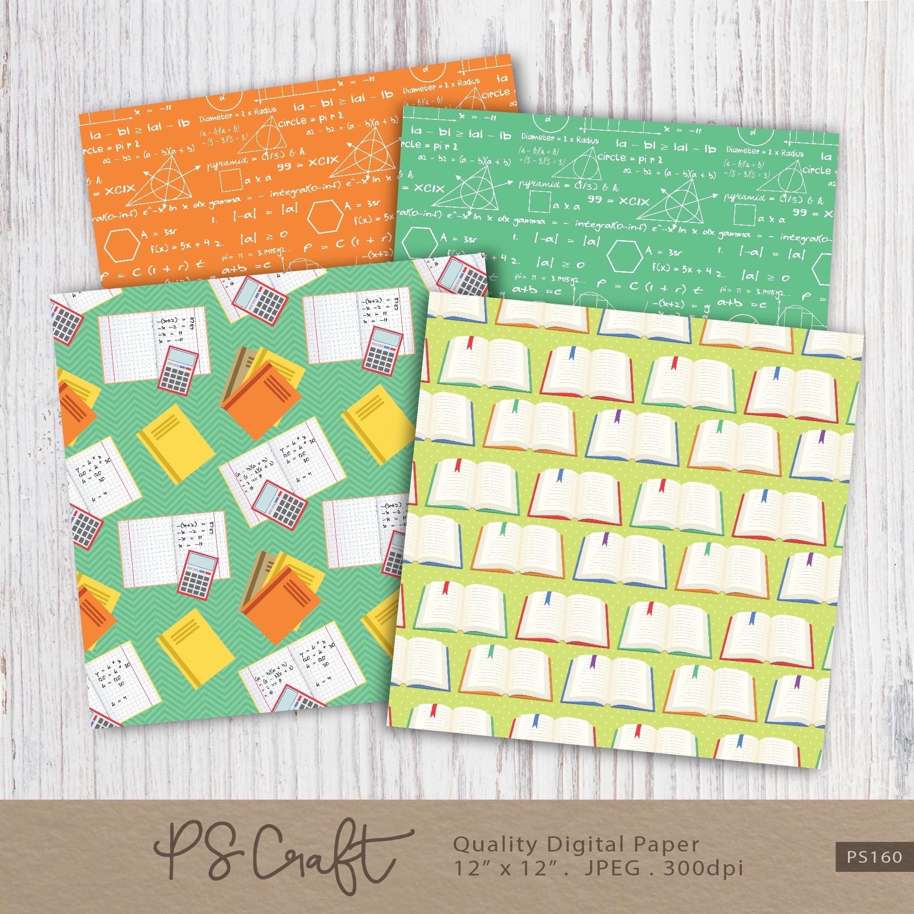 Teachers Digital Papers, SEAMLESS Back to School Background, Book ...