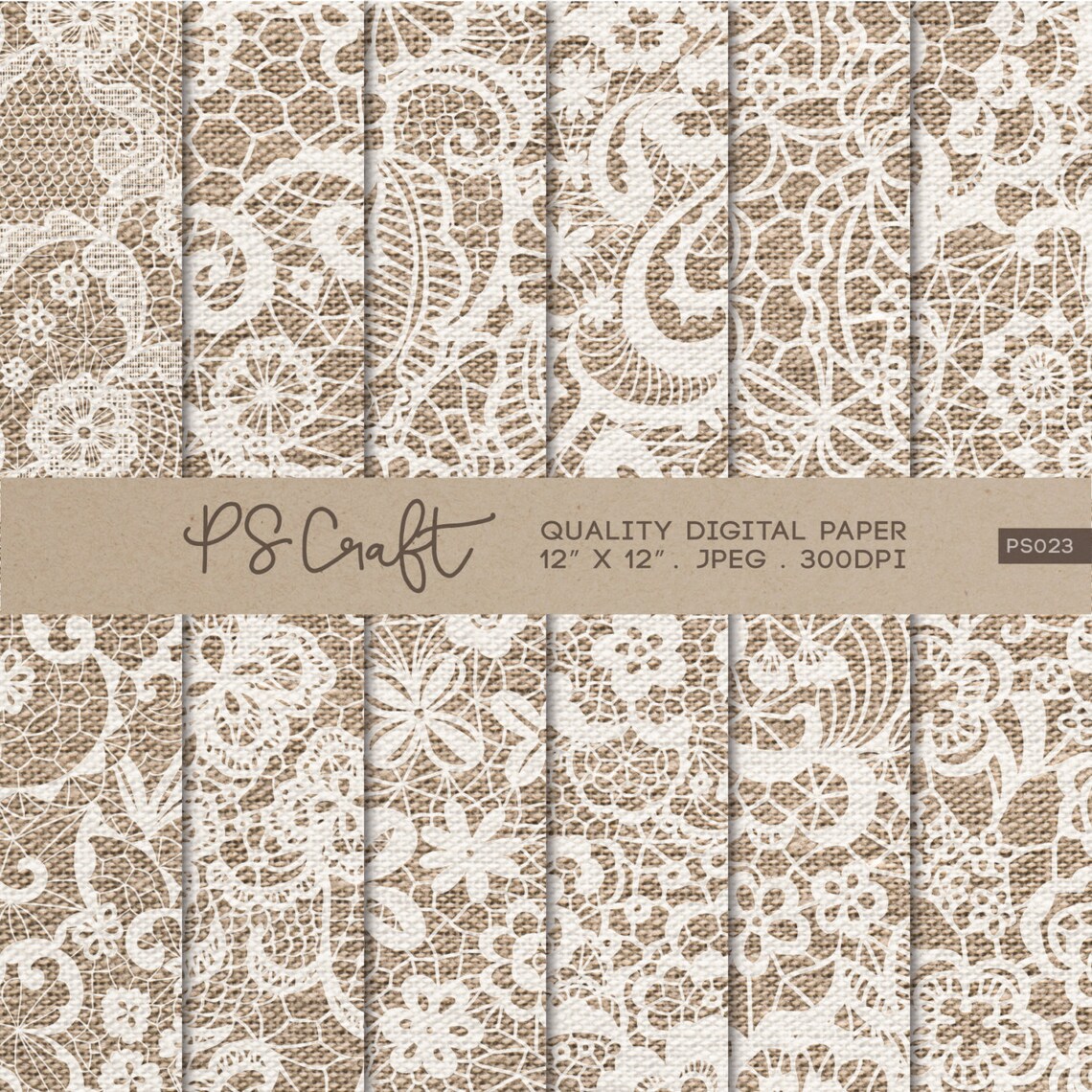 Lace Burlap Digital Papers, Lace Burlap Pattern, Fabric Papers - Etsy