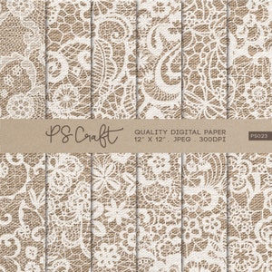 Lace Burlap Digital Papers, Lace Burlap Pattern, Fabric Papers - Etsy