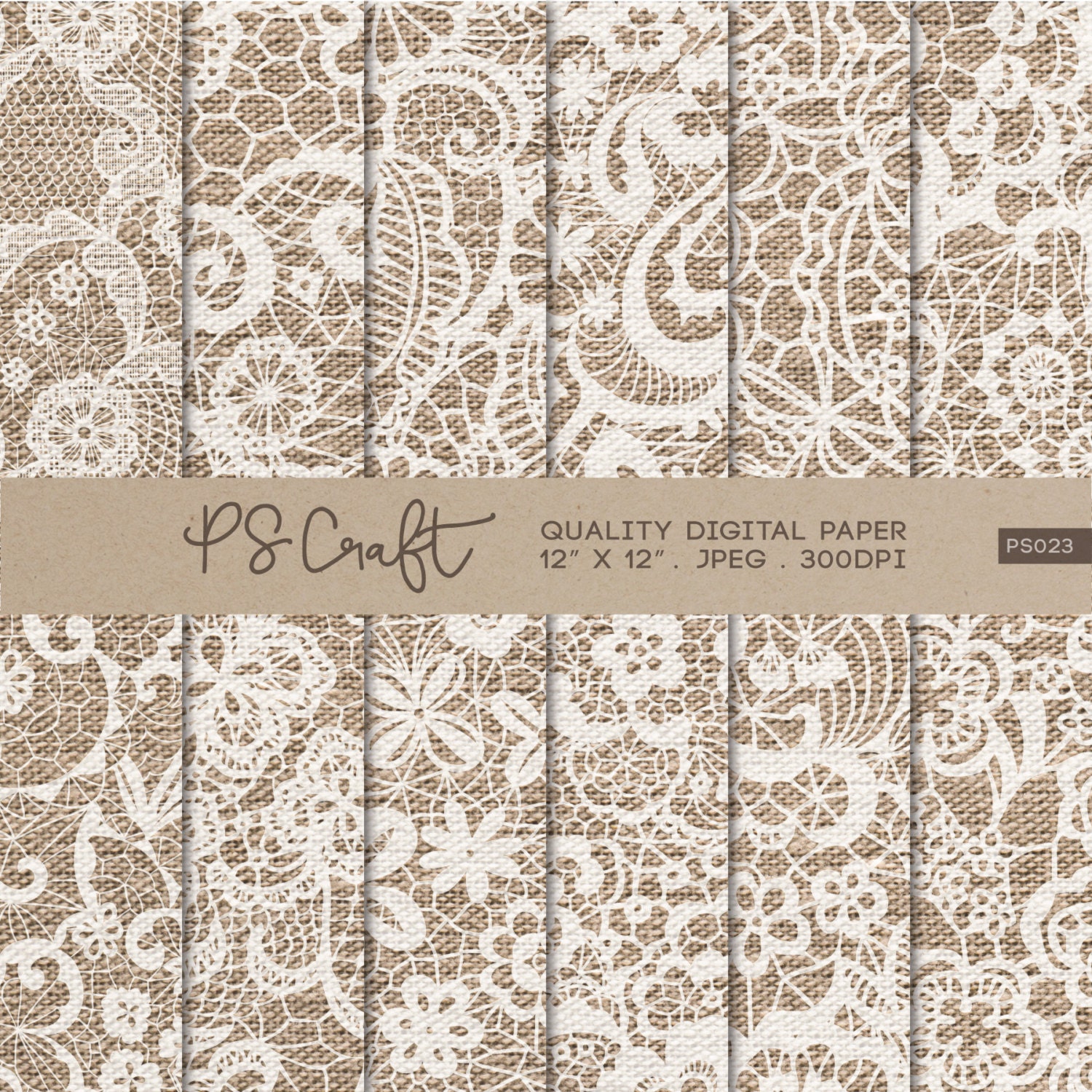 Lace Burlap Digital Papers, Rustic Fabric Pattern (digital Download) - Etsy