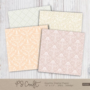 Elegant Damask Digital Papers, SEAMLESS Damask Papers, Wedding Seamless ...