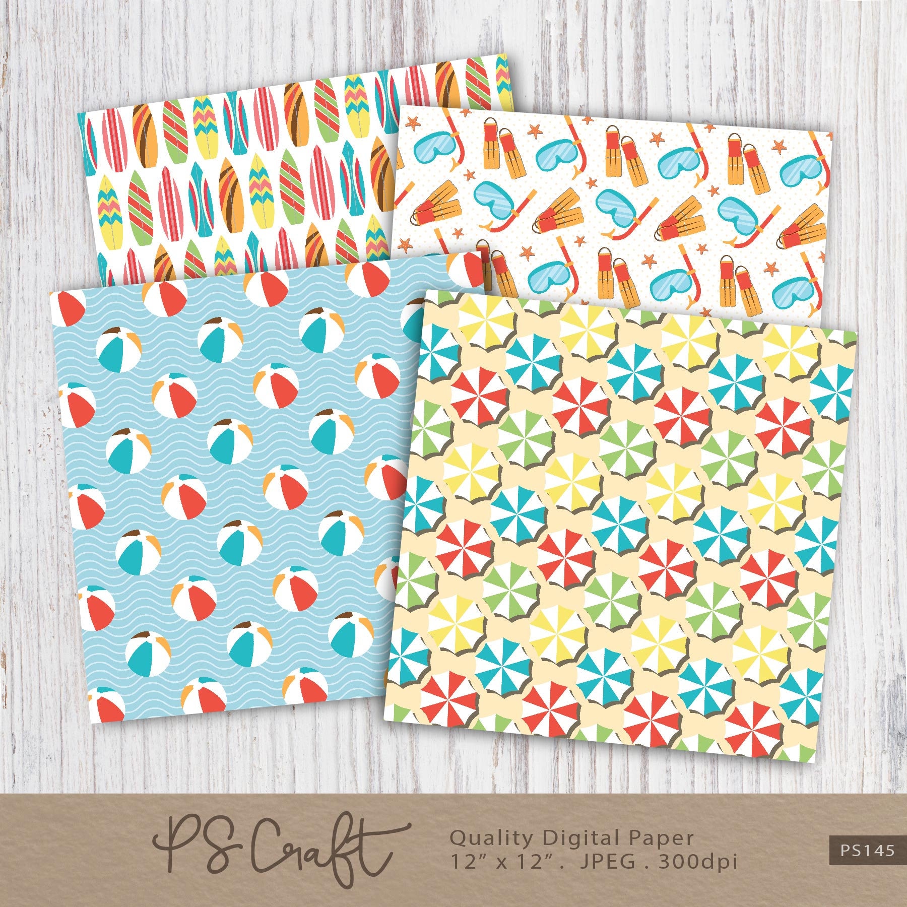 SEAMLESS Summer Digital Paper, Summer Digital Background, Beach Digital ...