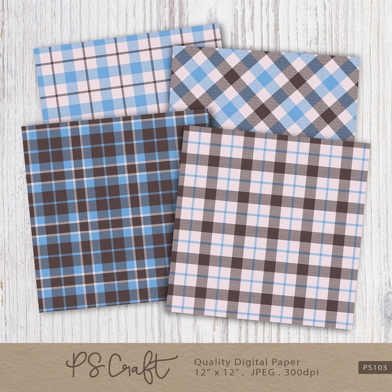 Retro Blue Plaid Digital Papers SEAMLESS Plaid Background - Etsy