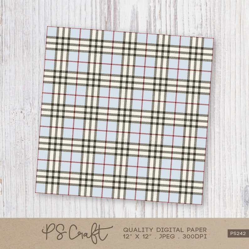 Blue Tartan Digital Paper, SEAMLESS Plaid Digital Paper, Classic Tartan ...