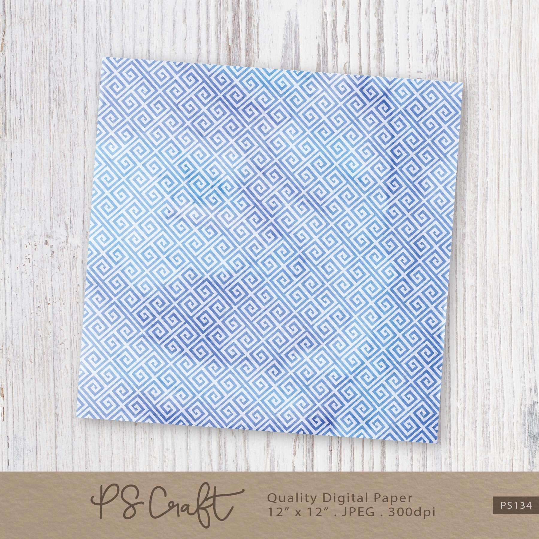 Greek Key Digital Paper, Watercolor Background, Greek Key Digital Paper ...