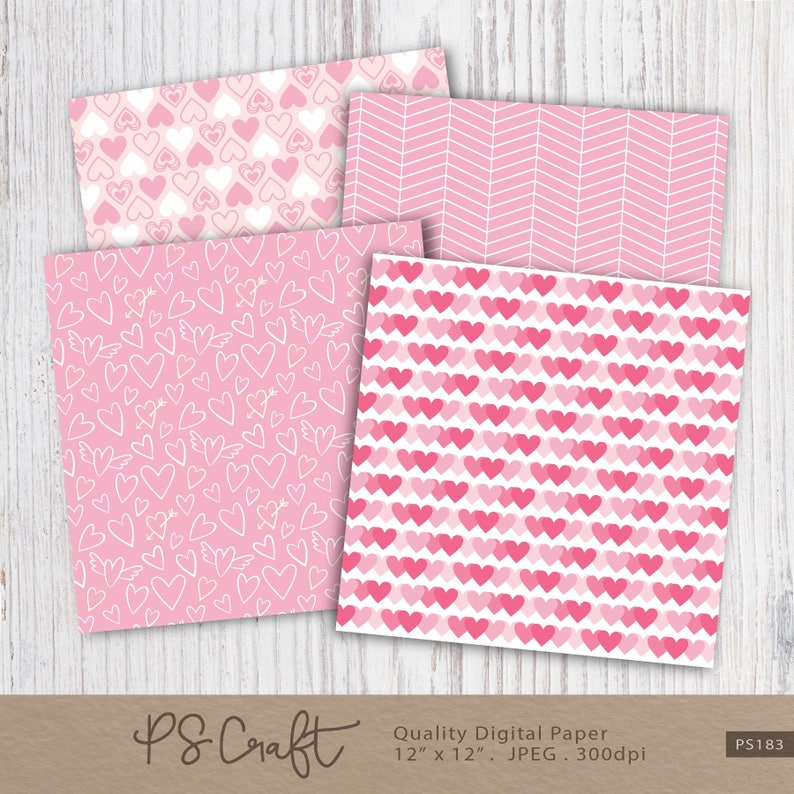 Valentine's Digital Paper Seamless Valentines Papers - Etsy
