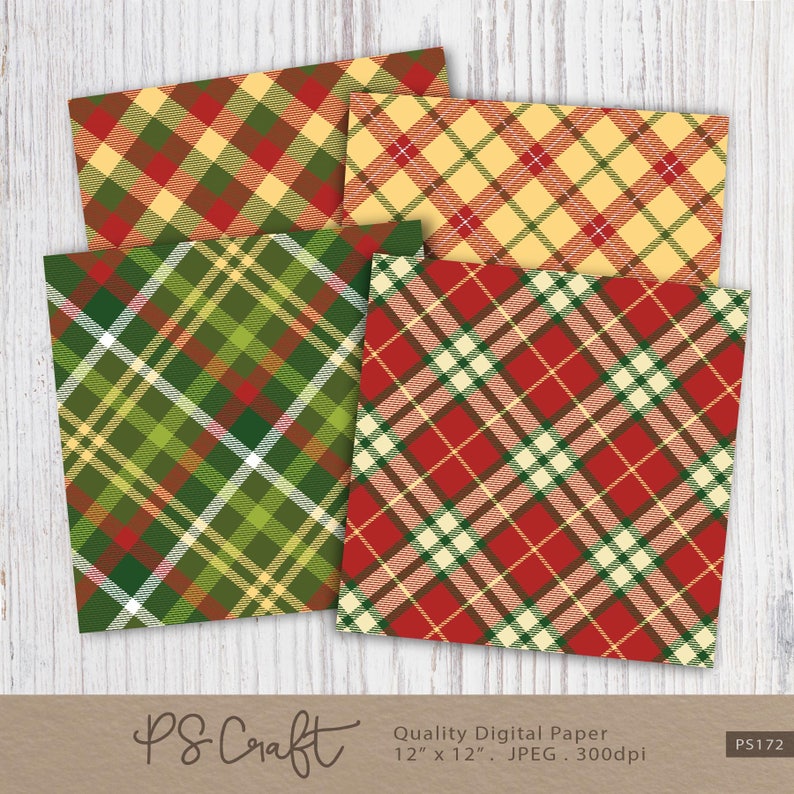 Christmas Plaid Digital Paper, SEAMLESS Plaid Digital Paper, Xmas ...