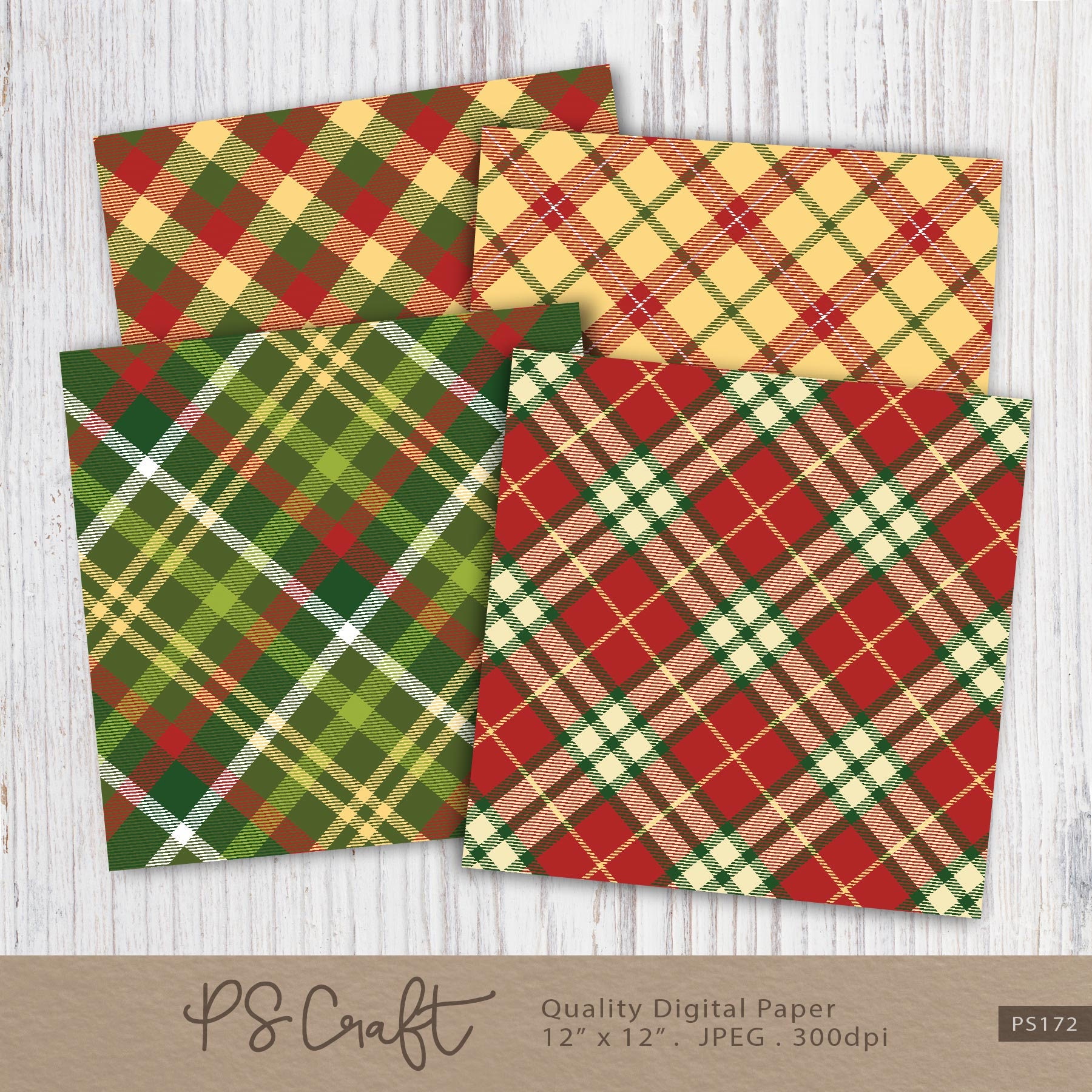 Christmas Plaid Digital Paper, SEAMLESS Plaid Digital Paper, Xmas ...