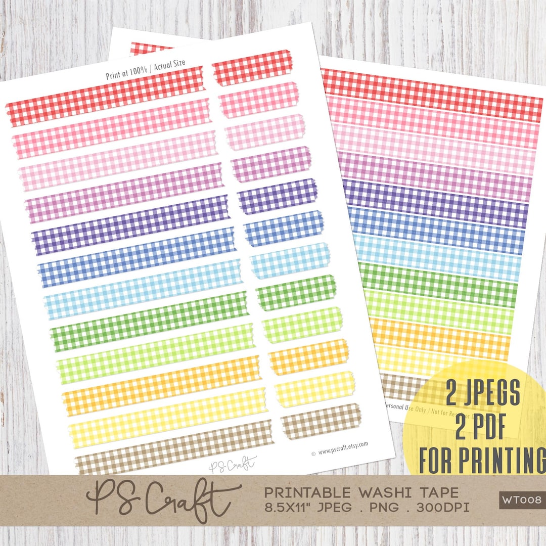 Printable Washi Tape | Printable Planner Stickers | Plaid | Watercolor ...